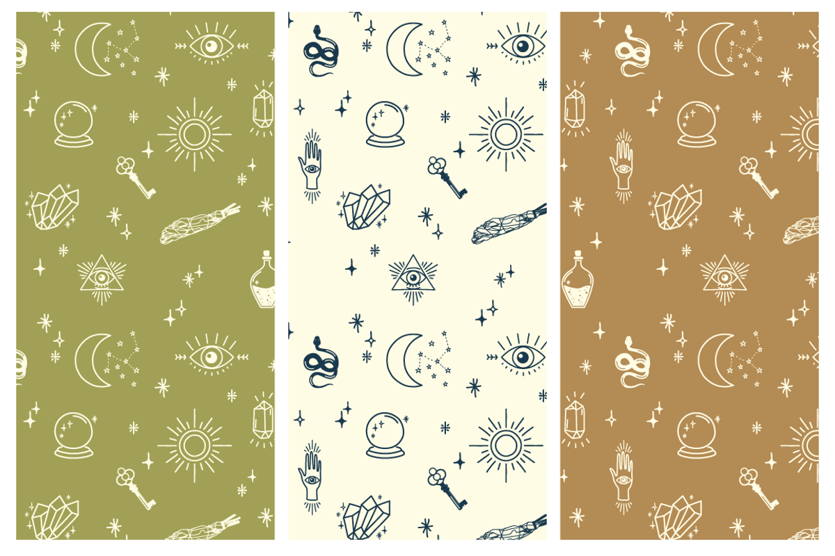 Mystical + Magic Icon Set + Patterns, a Graphic by kittyShark Creative
