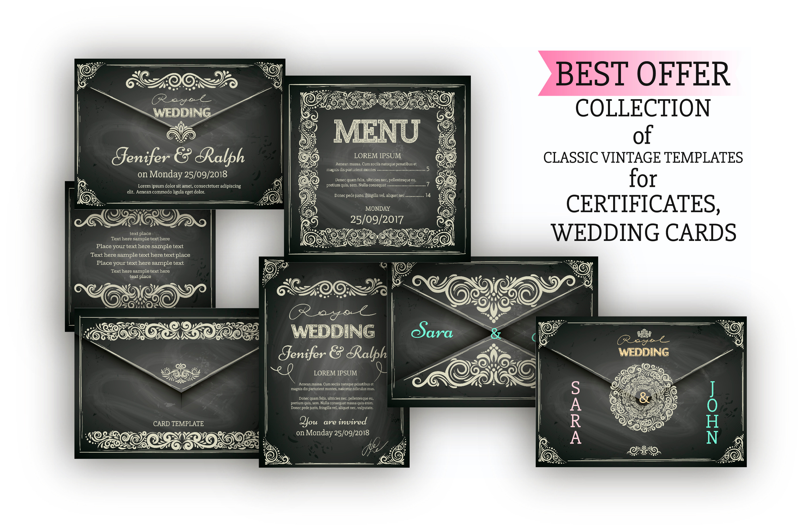 Chalkboard Classic Vintage Frames, a Card Template by DeMih