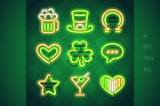 St. Patrick's Day Neon Signs Set, a Decorative Illustration by Voysla's ...