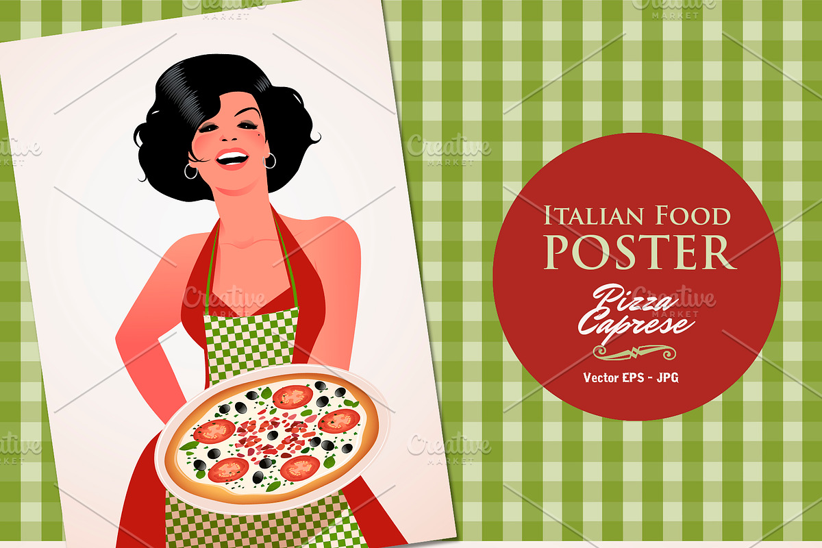 Beautiful Italian Food Poster I, a Food Illustration by La Inspiratriz