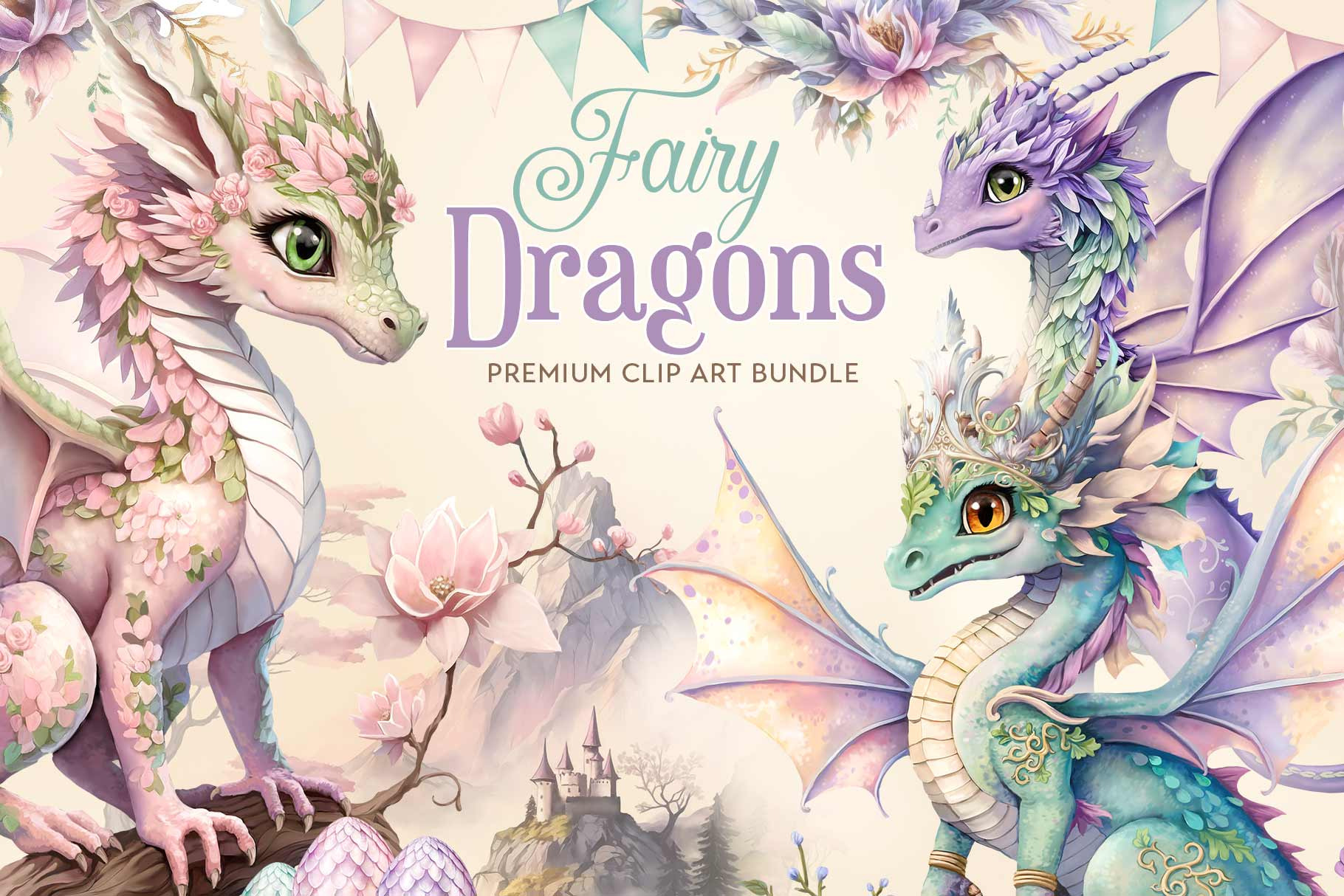 Fairy Dragons Clipart, an Illustration by Clip Art by Elise M