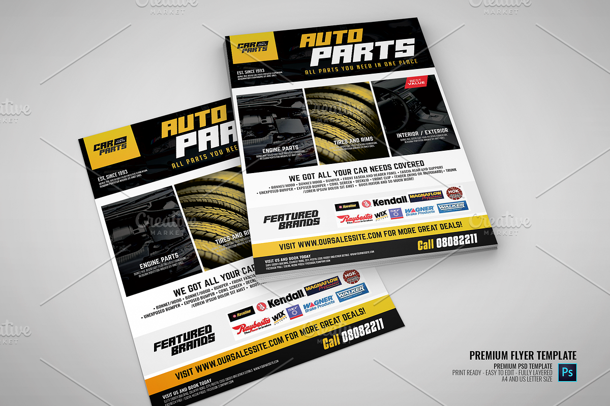 Automotive Parts Supply Center Flyer, a Flyer Template by PSDPixel