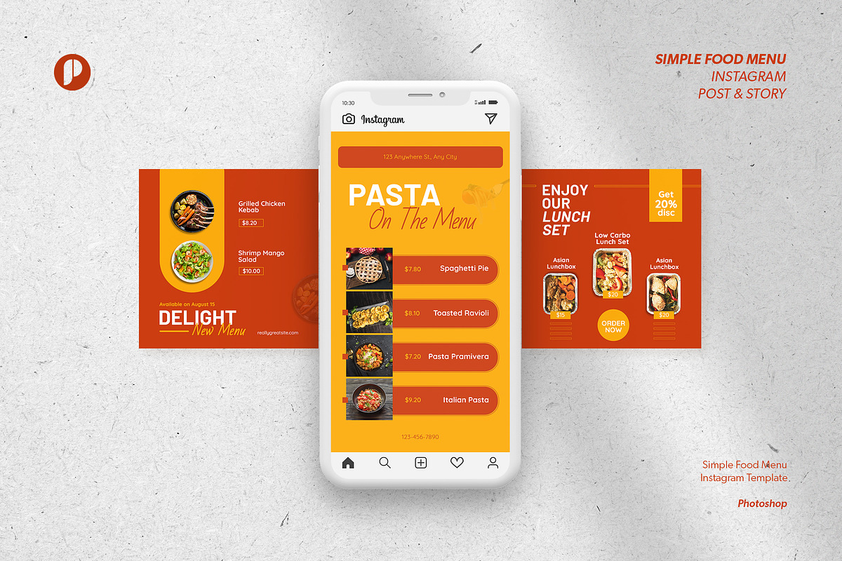 Simple Food Menu Instagram Template, a Social Media Template by peterdraw