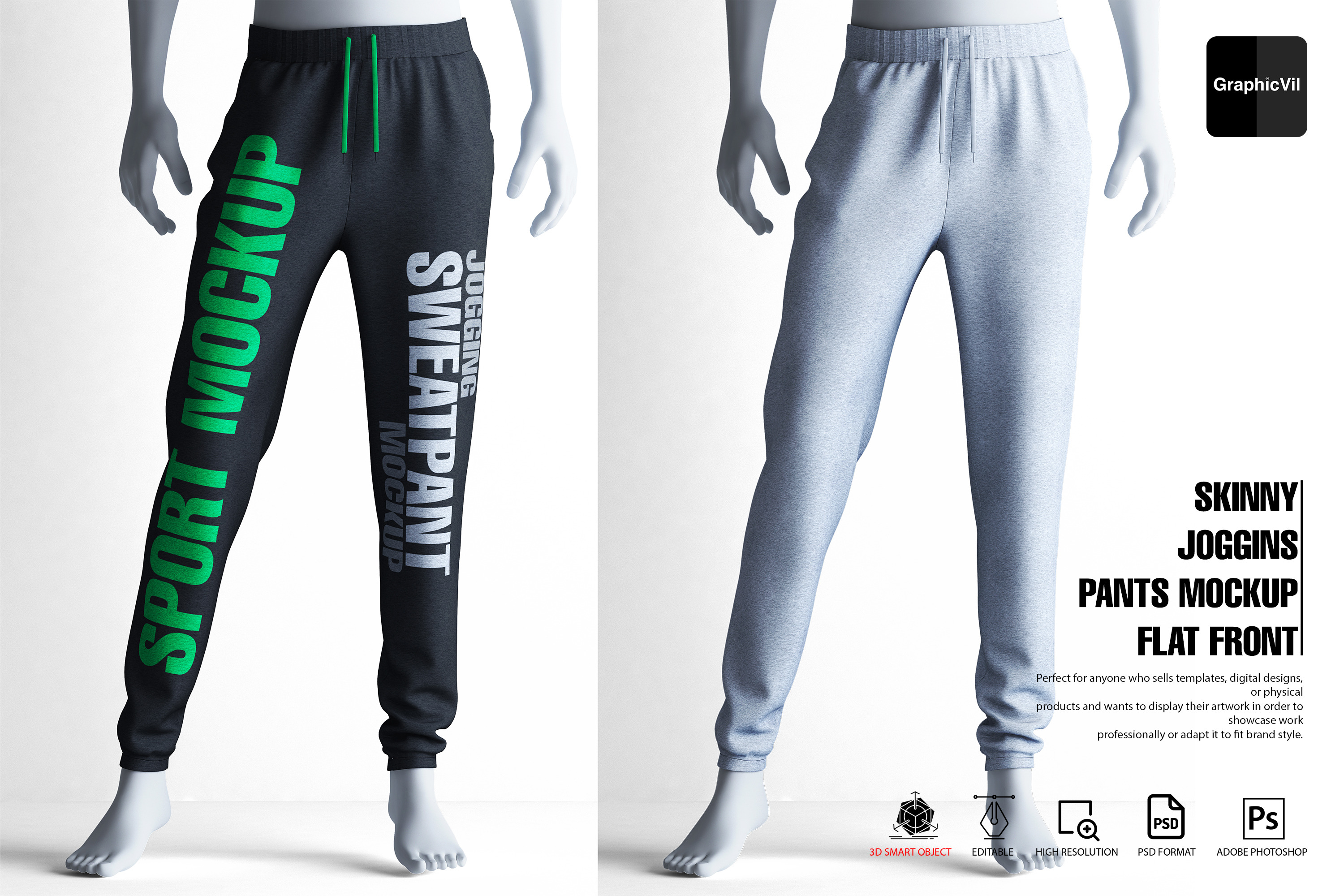 Skinny Joggings Pants Mockup