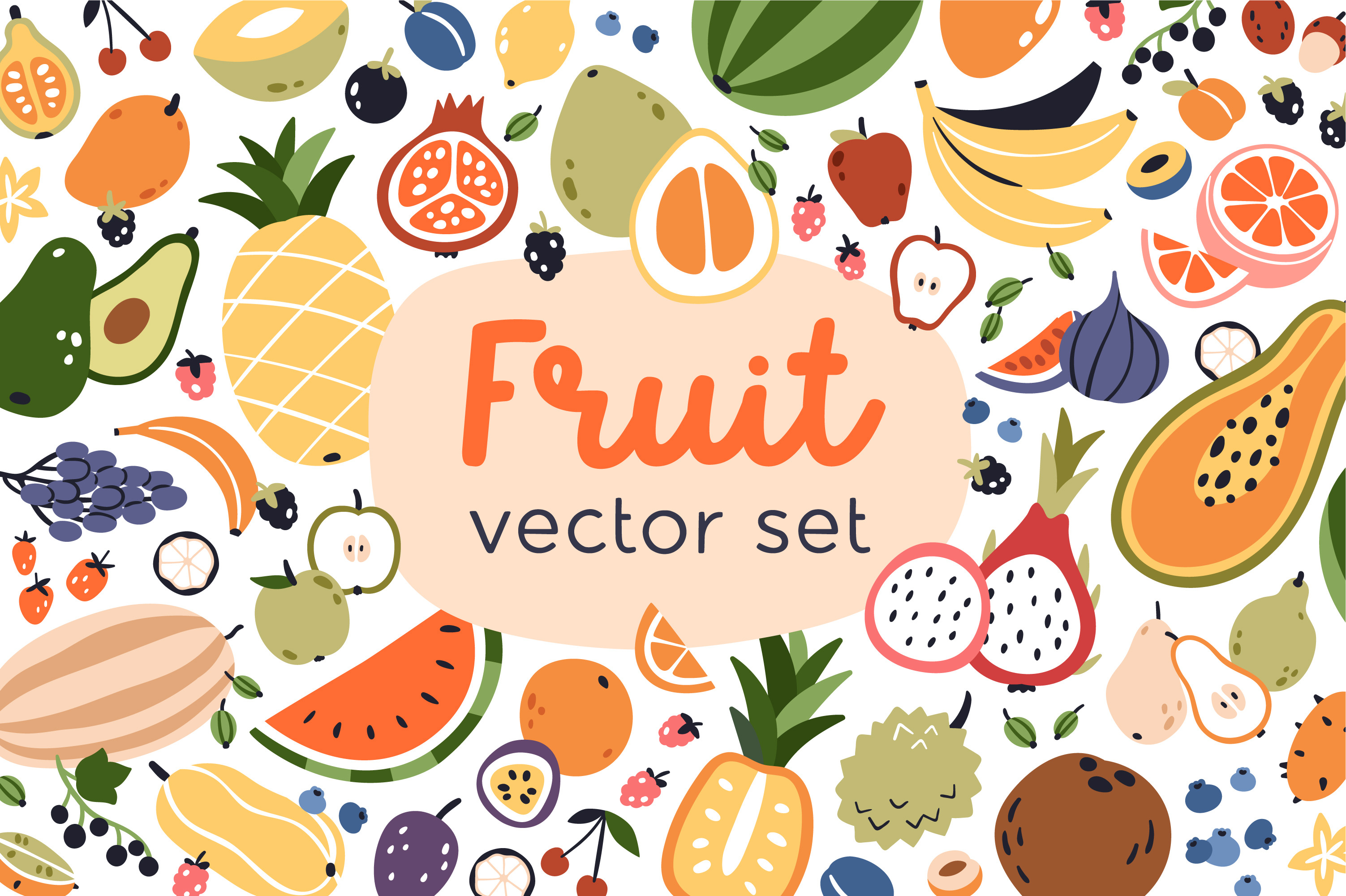 Fresh organic fruits and berries set, a Food Illustration by Good Studio