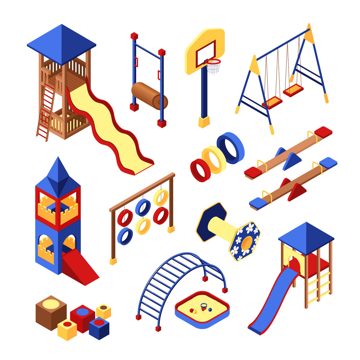 Playground constructions icons set, an Icon by Macrovector