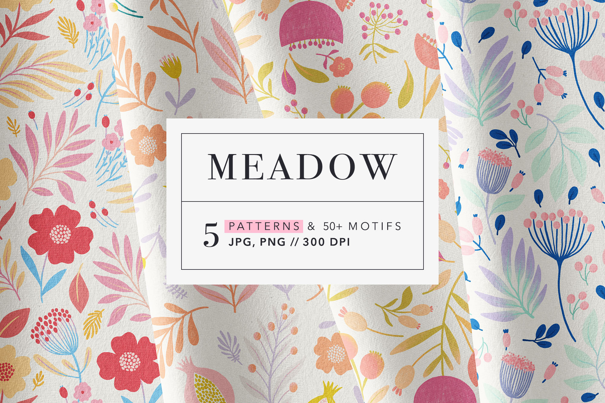 Meadow Flowers Patterns & Elements, a Pattern Graphic by likorbut