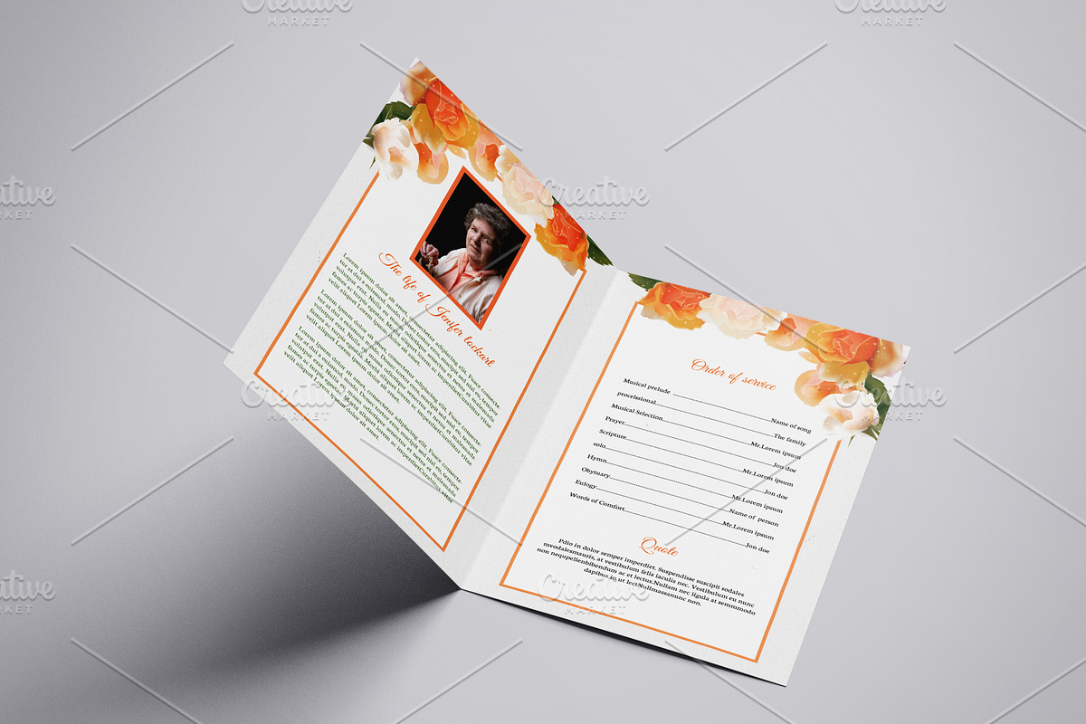 Floral Funeral Template V22, a Brochure Template by retrographix