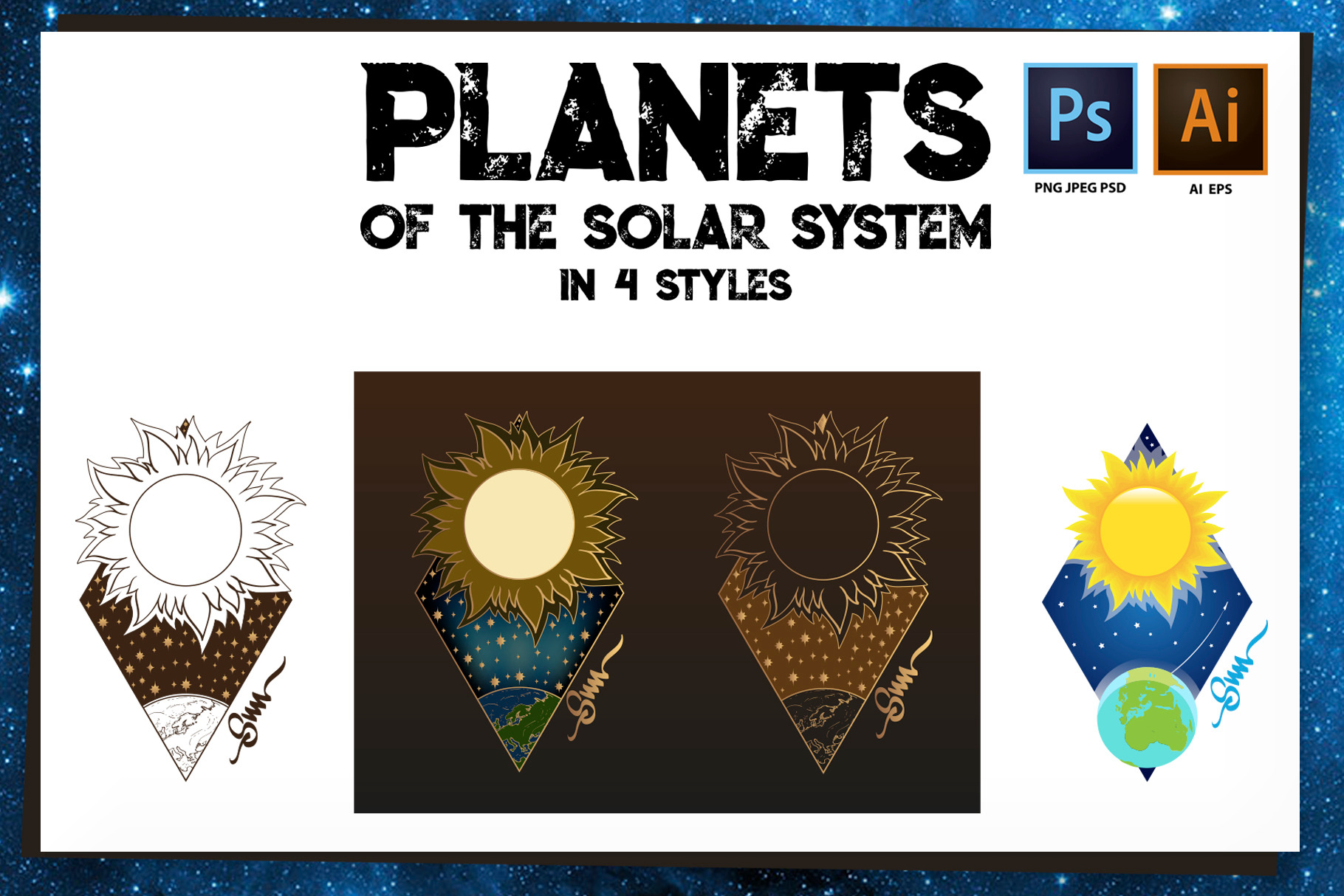 Planets of the solar system, an Illustration by It's Time to Designs