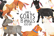 Watercolor Goats Clipart, an Object Graphic by DigitalArtsi