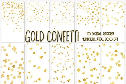 gold confetti digital paper, a Pattern Graphic by TeaBerry