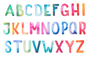 Hand drawn watercolor alphabet, an Illustration by undrey