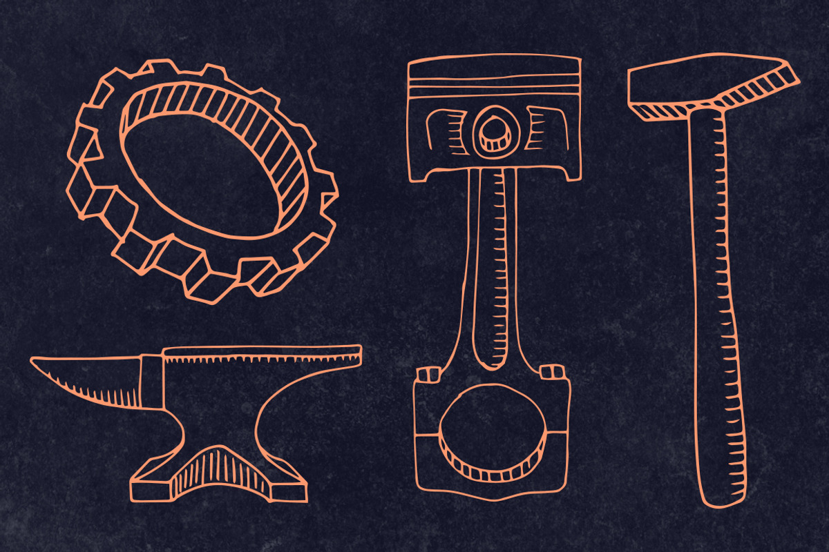 Hand-Drawn Industrial Elements, a Texture Illustration by Build Interactive