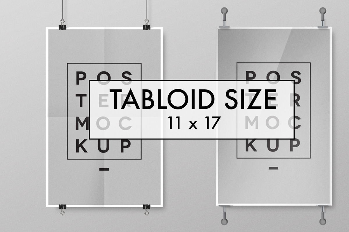 Mockup Poster Tabloid size, a Poster Template by Ember Co.