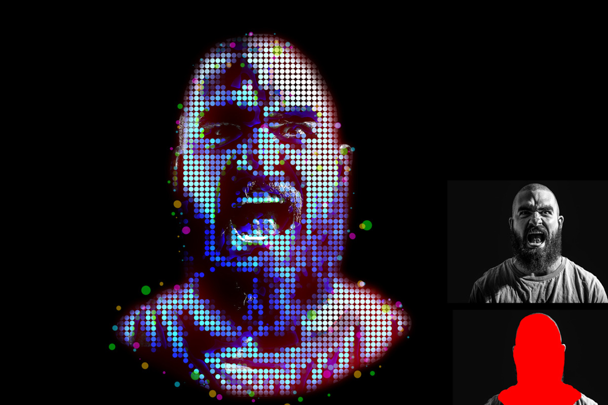 4D Color Pixel Portrait Action, an Action Add-On by MRI STUDIO