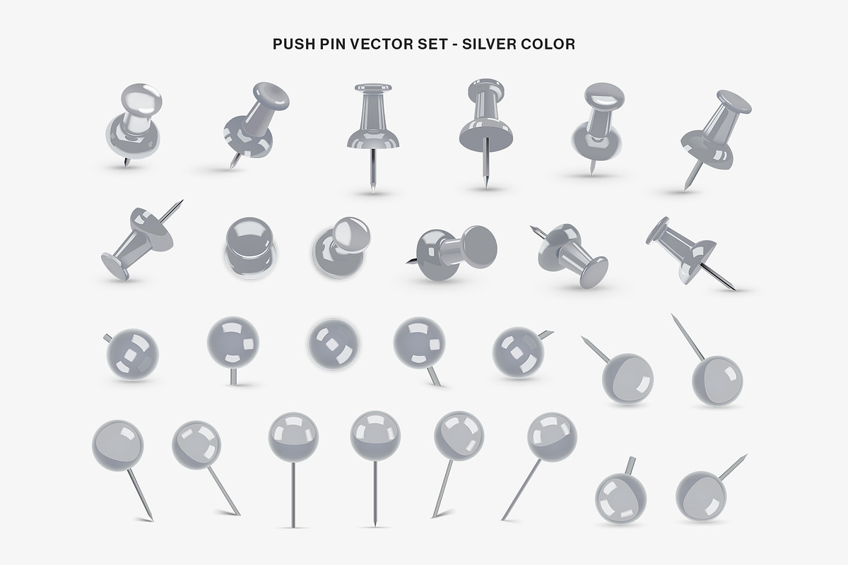 Push Pin Vector Clipart Set, an Object Graphic by DesignerCandies