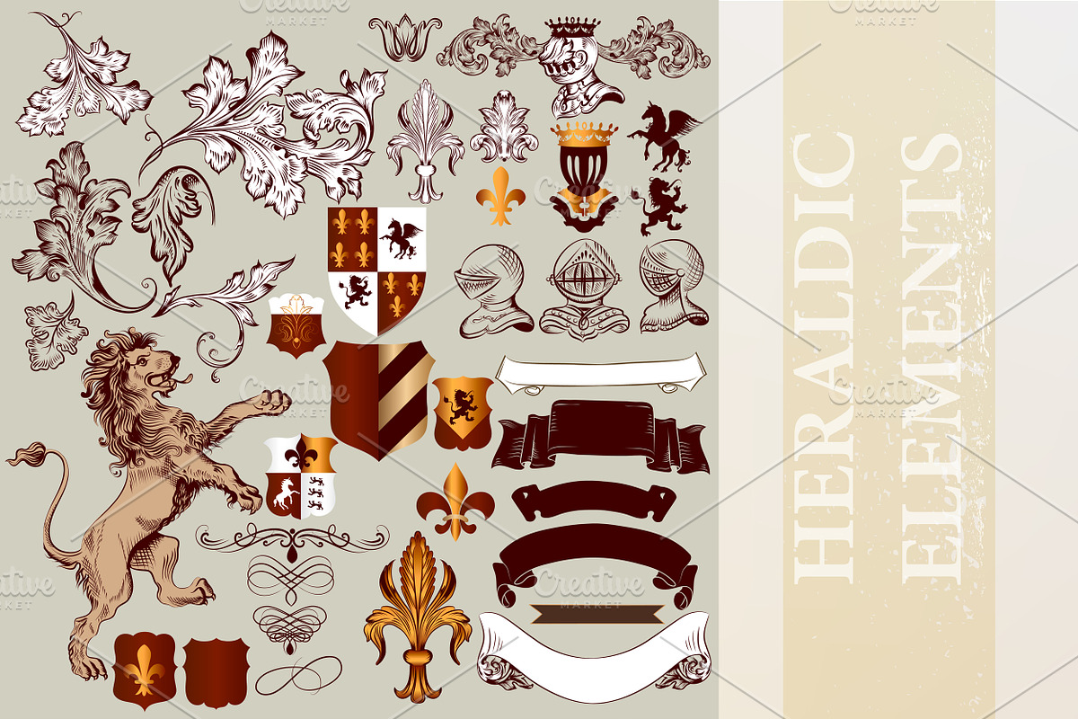 Bundle of vintage heraldic elements, an Object Graphic by FleurArt