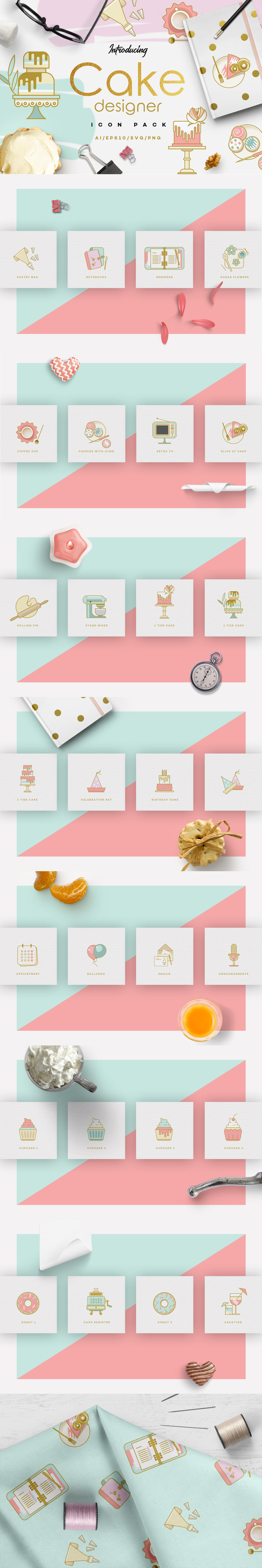 Cake Designer Icon Pack | Creative Market