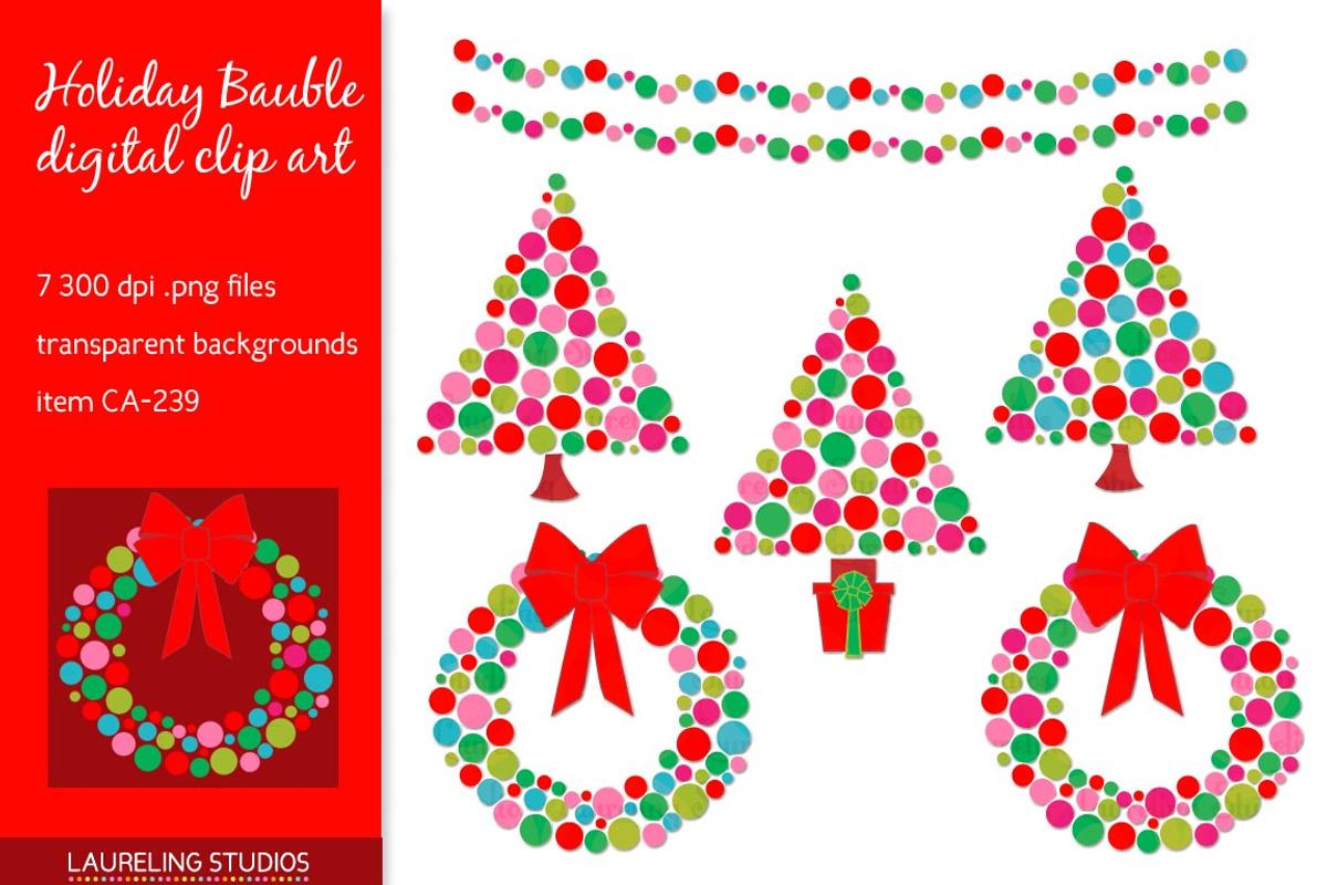 Holiday Bauble Christmas clip art, an Illustration by Laureling Studios