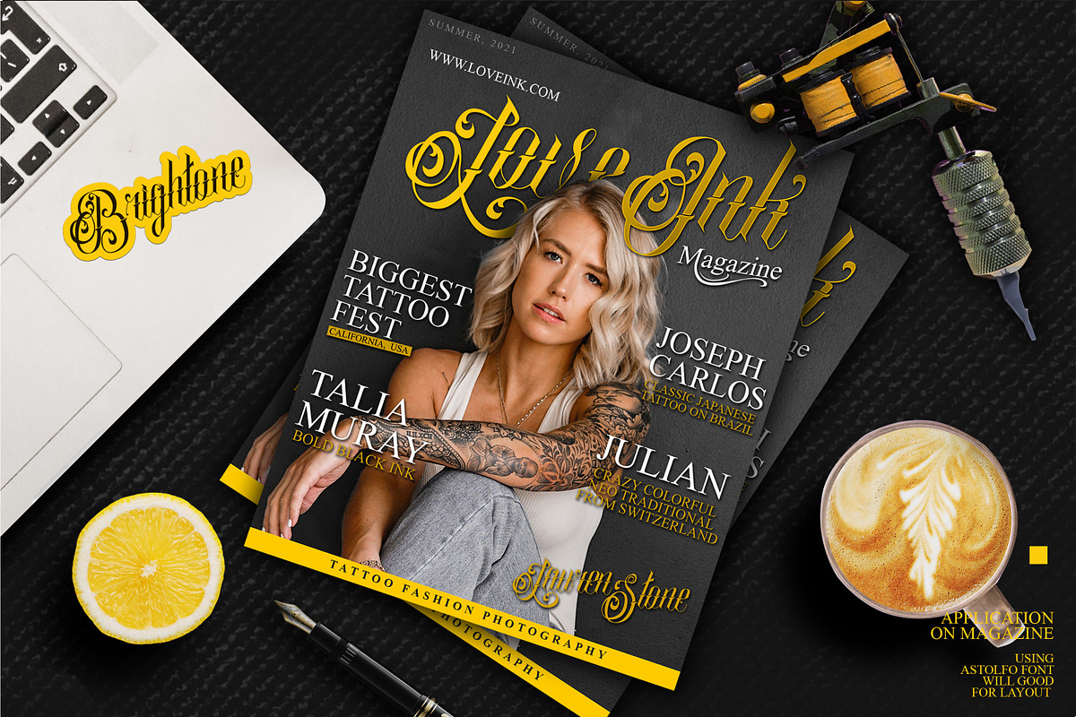 Astolfo - Tattoo Font, a Script Font by Brightone