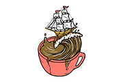 Sail coffee illustration, a Food Illustration by gunaonedesign