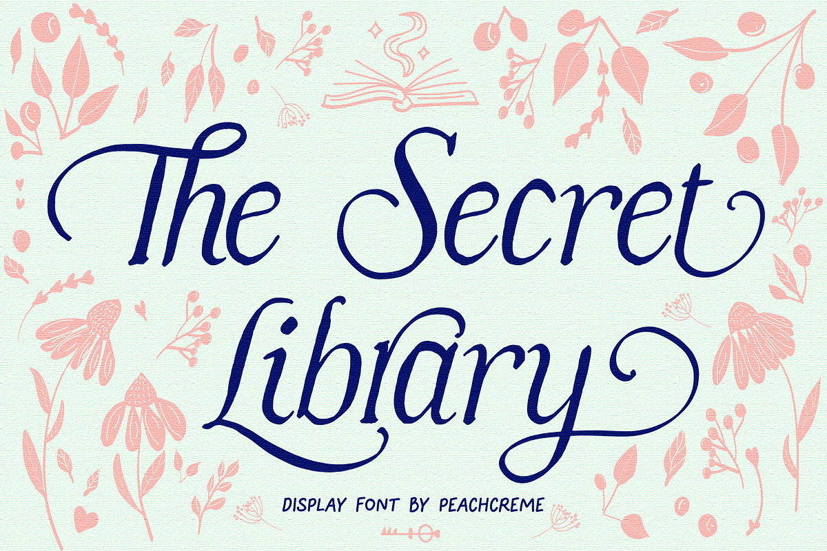 The Secret Library // Vintage Italic, a Handwritten Font by PeachCreme
