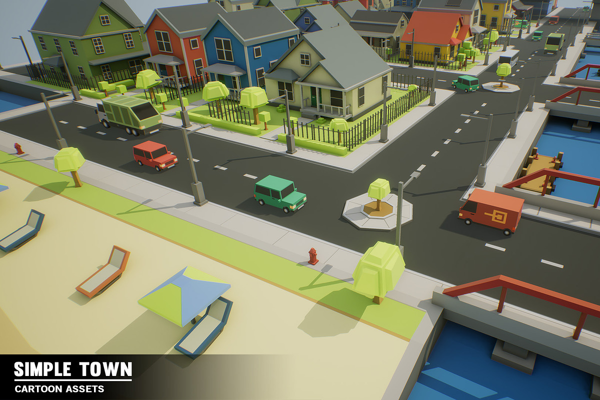 Simple Town - Cartoon City Assets, an Environmental 3D Model by Simple ...