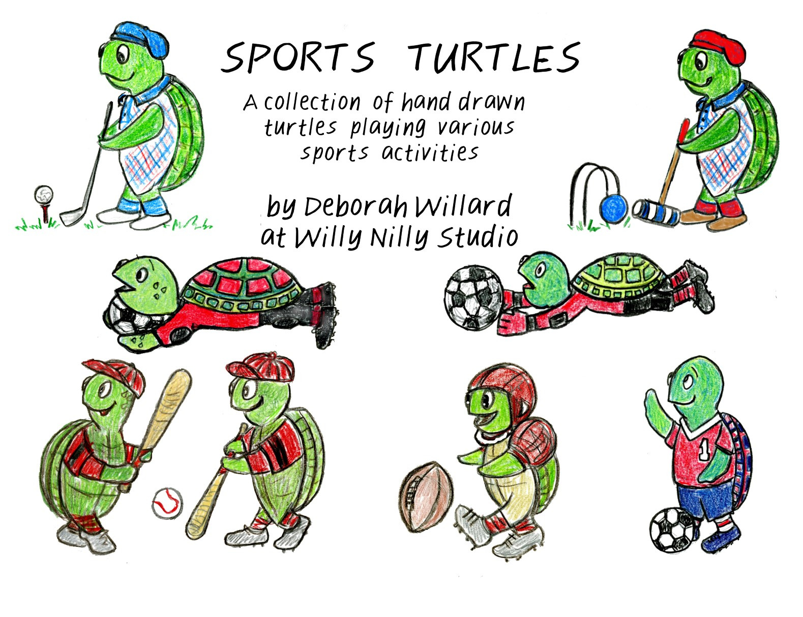 Sports Turtles Hand Drawn, a Sport Illustration by Willy Nilly Studio