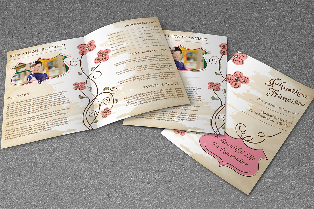 Child Funeral Program Template-V402, a Brochure Template by Template Shop