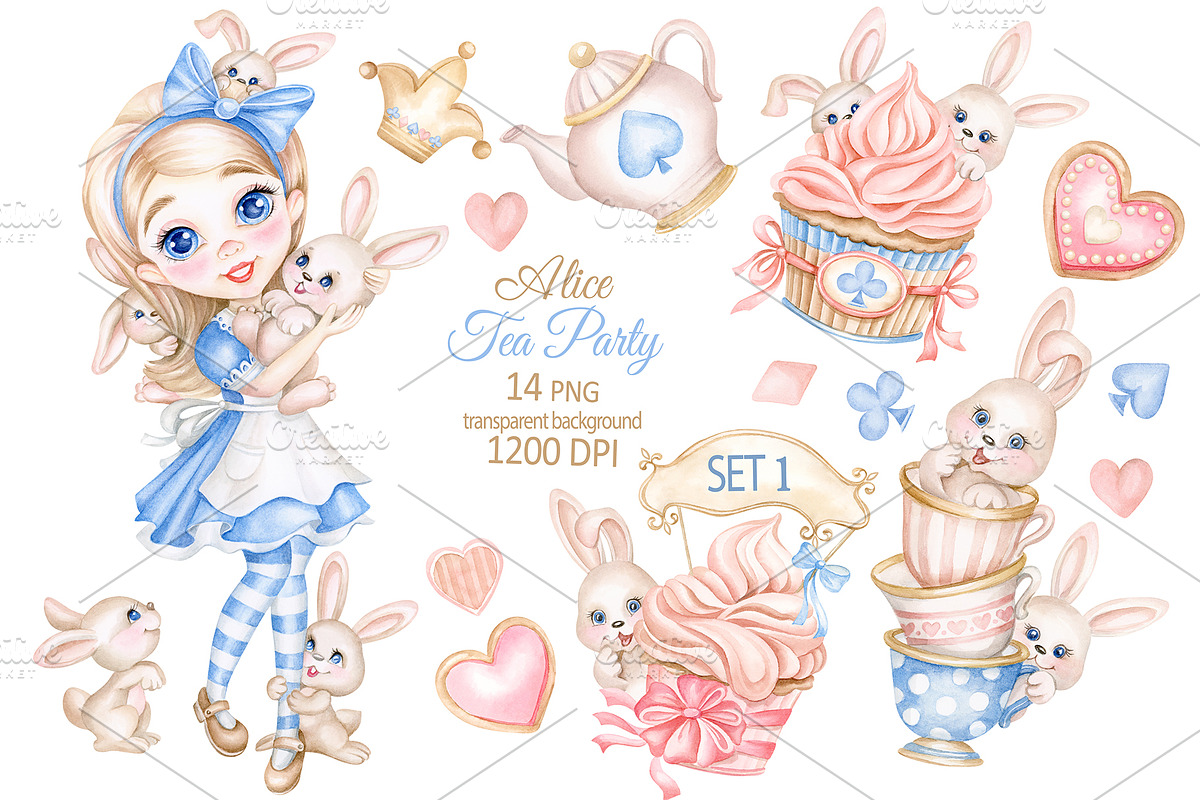 Alice in Wonderland Tea Party Clipart