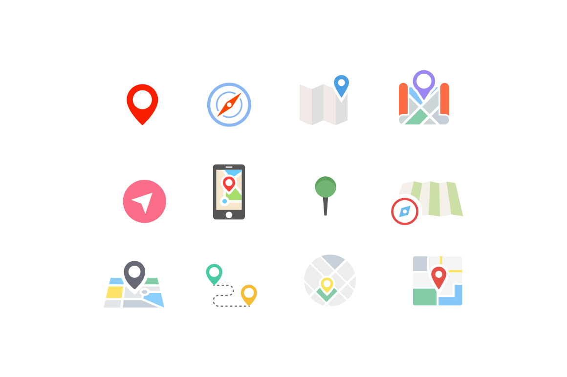 12 Map Location Pin Icons, an Icon by Creative VIP