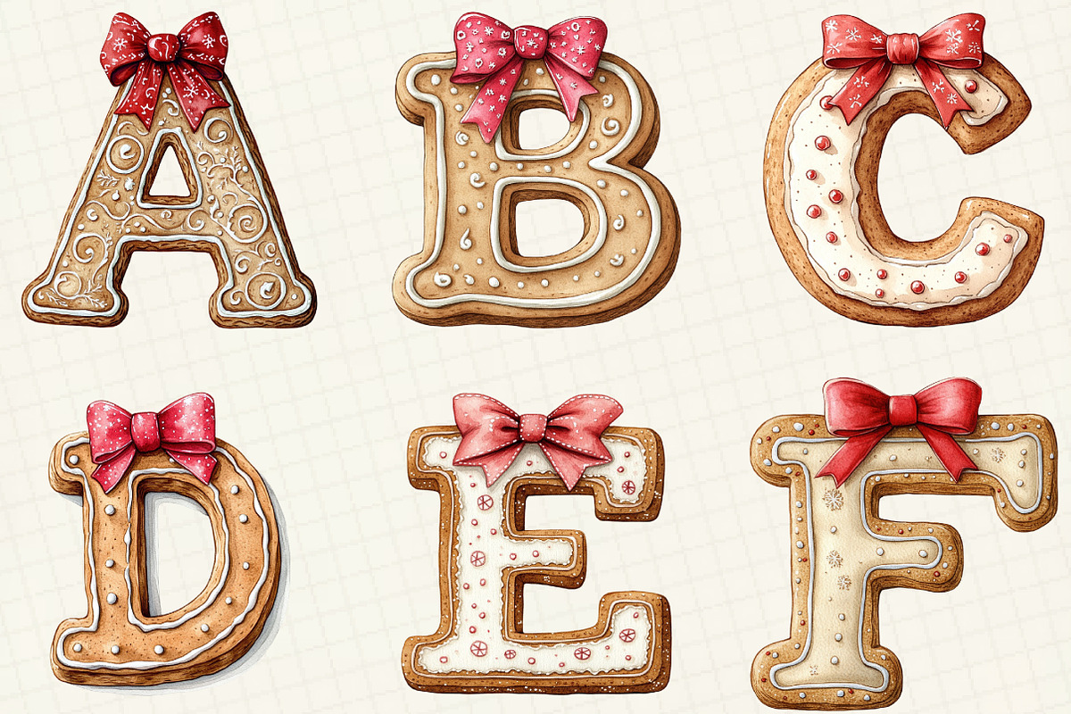 Christmas Cookie Alphabet Clipart, an Illustration by OK Design