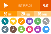 50 Interface Flat Round Icons, an Icon by IconBunny