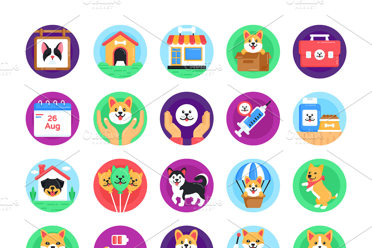 National Dog Day Vector Icons