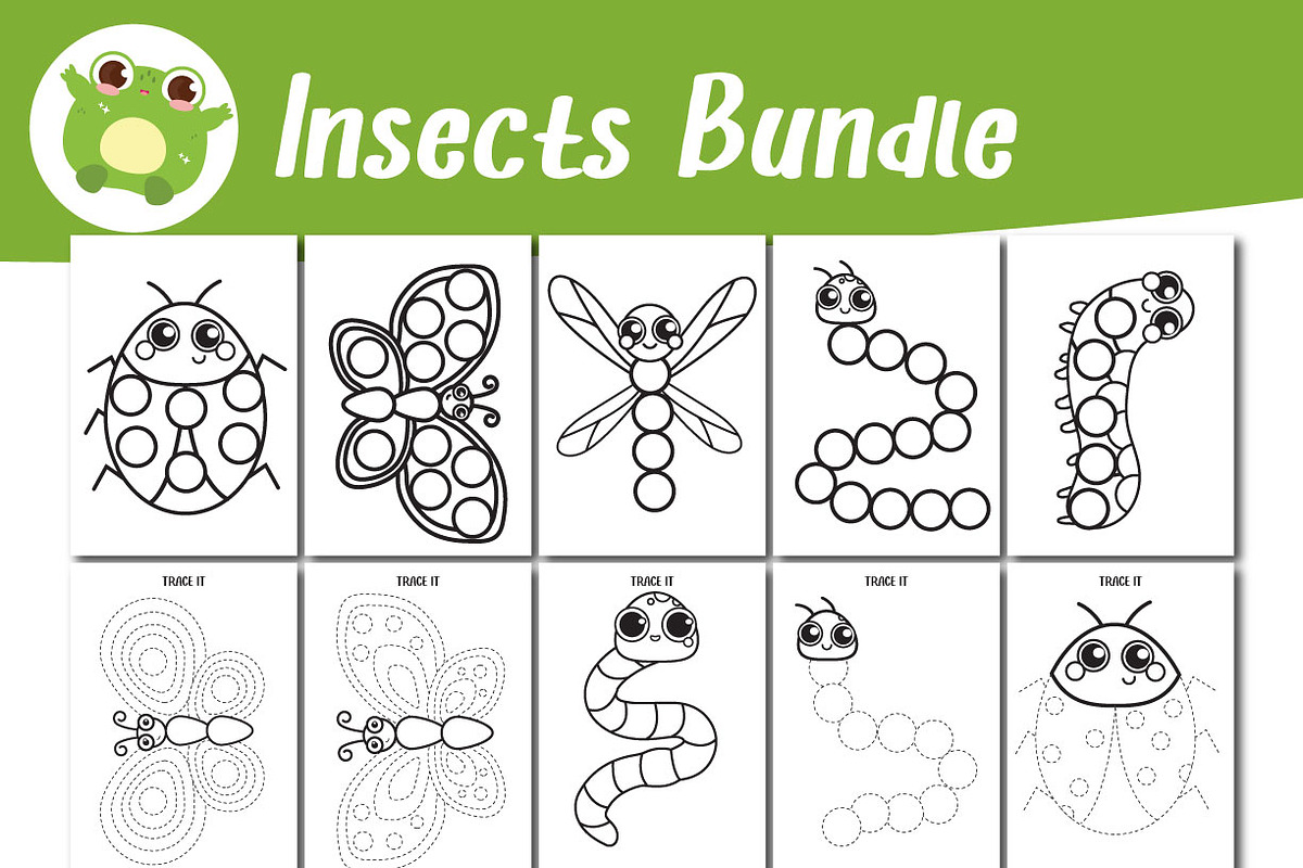 Insects Template BUNDLE Printable, an Education Illustration by Easy Hop