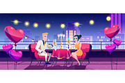 Romantic dinner date at night on | Illustrations ~ Creative Market