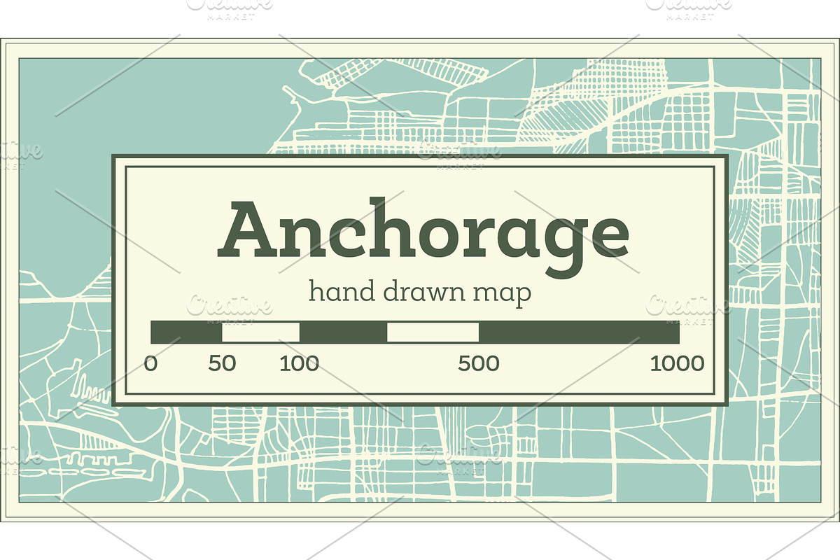 Anchorage Alaska USA City Map, a Transportation Illustration by Booblgum