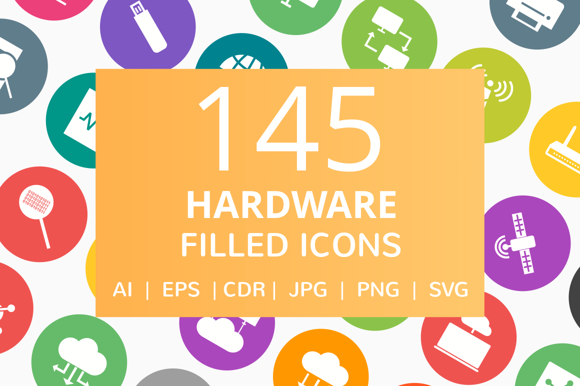 166 Hardware Filled Round Icons, an Outline Icon by IconBunny