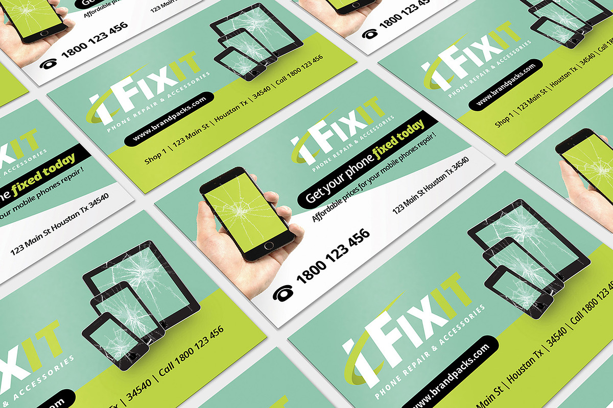 Phone Repair Shop Business Card, a Business Card Template by BrandPacks