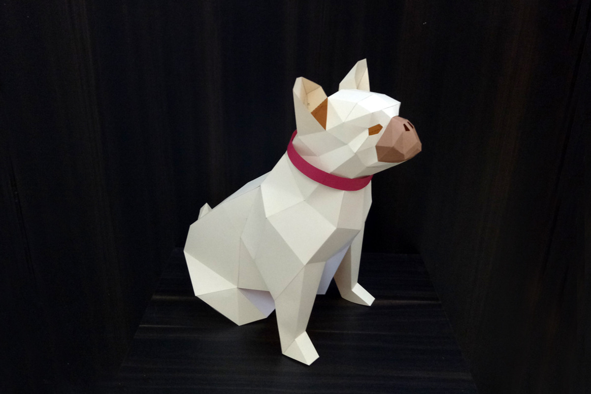 DIY French Bulldog - 3d papercraft, a Templates & Theme by PAPER amaze