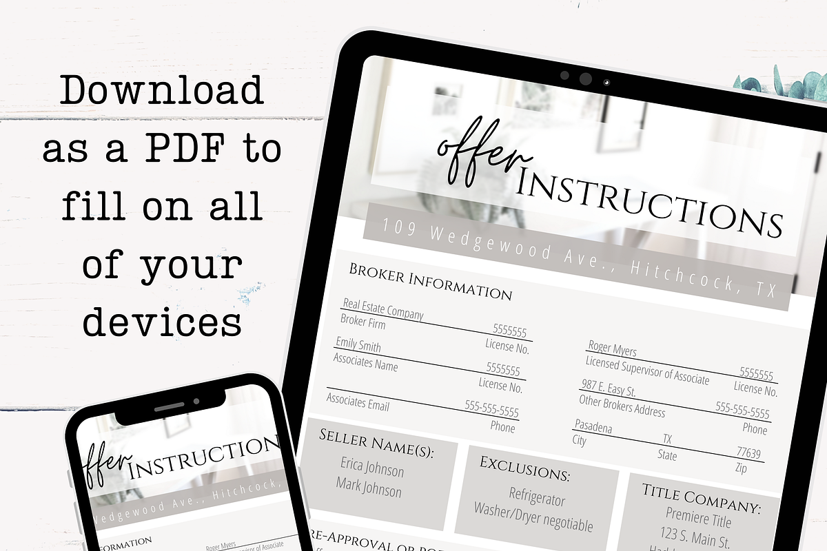 Real Estate Offer Instructions, a Stationery Template by Kole Paper co.