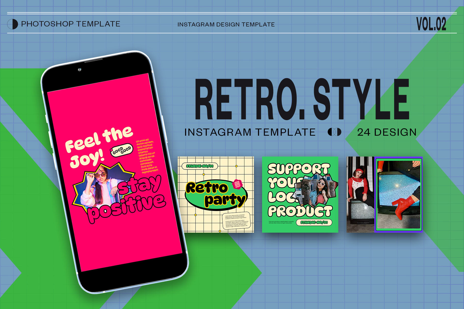 Retro Style Instagram Template | PSD, a Social Media Template by Azruca