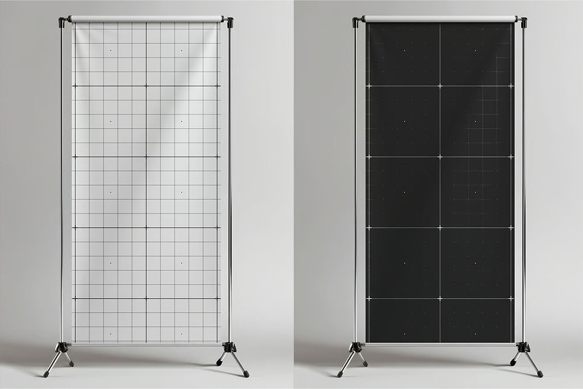 Metallic Poster Stand Mockup