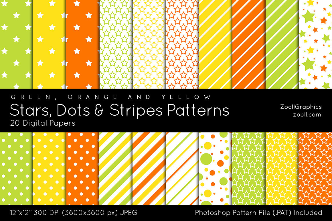 Stars, Dots & Stripes Digital Papers, a Pattern Graphic by ZoollGraphics