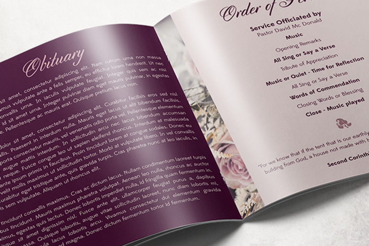Square Funeral Program Bundle, a Brochure Template by loswl