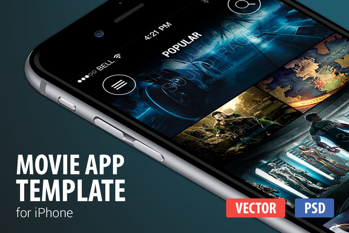 Movie App template, an UI Kit Template by Made by Rheon