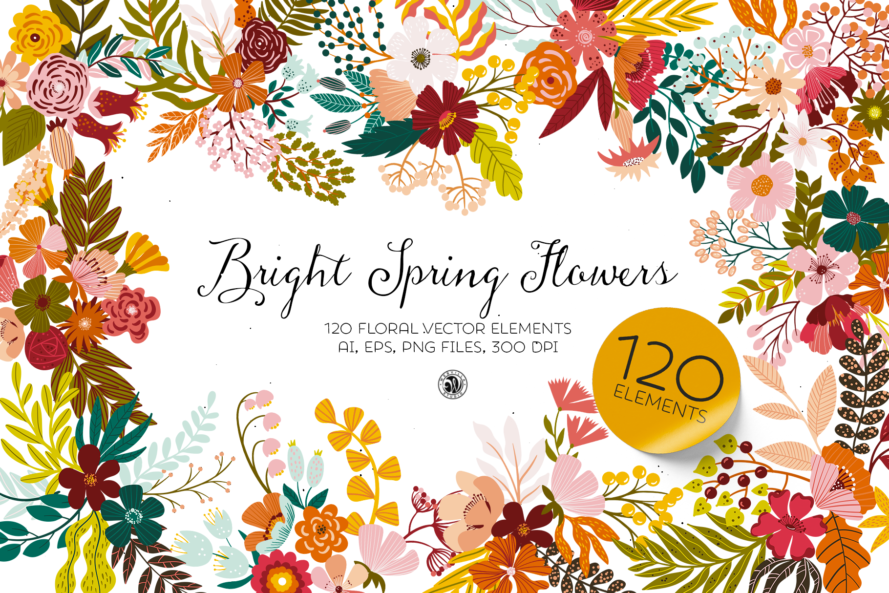 Bright Spring Flowers - Vector Set, an Illustration by Bloomart Studio