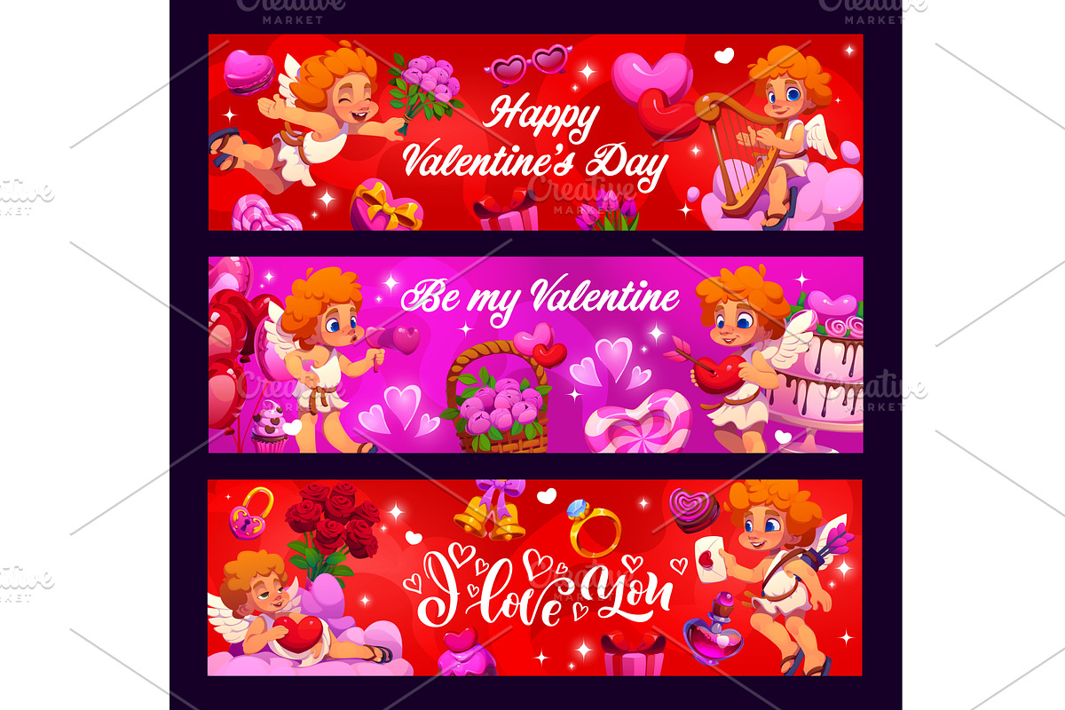 Valentines day banners, a Seasonal Illustration by Vector Tradition