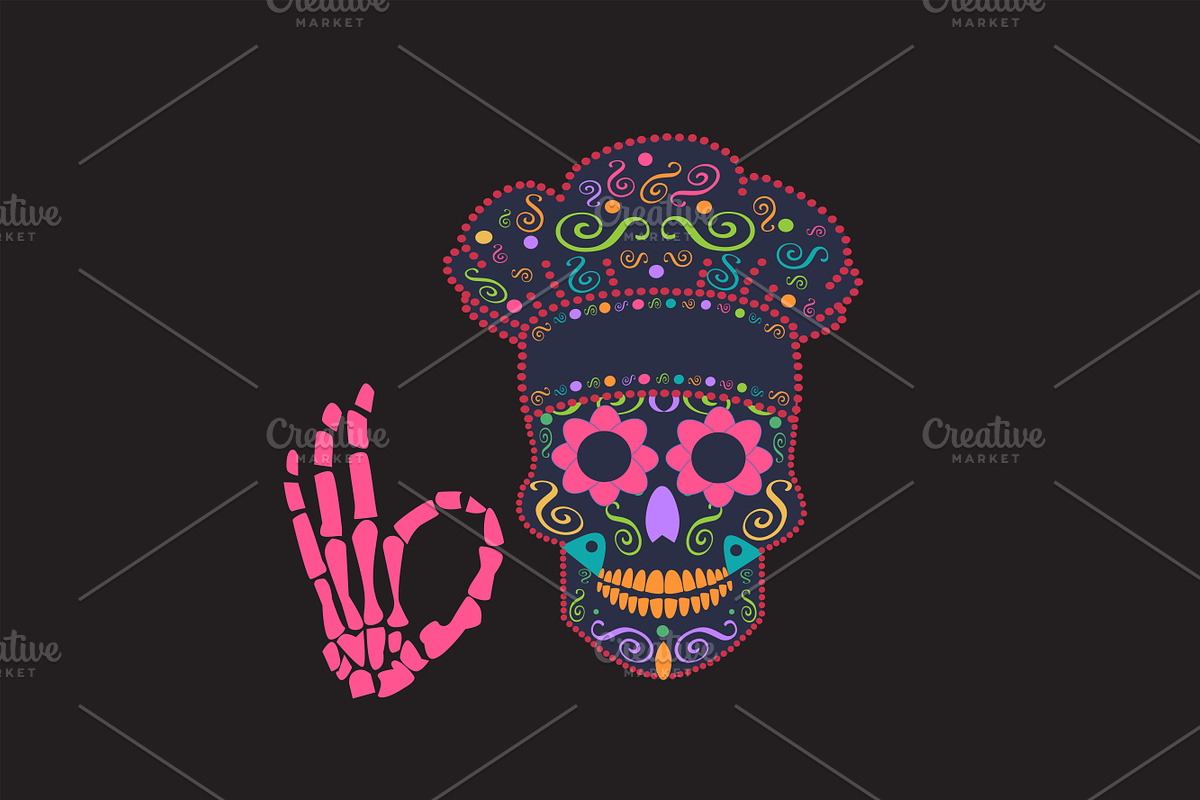 Kitchen chef skull with hand, a Graphic by TeaGraphicDesign | Creative ...