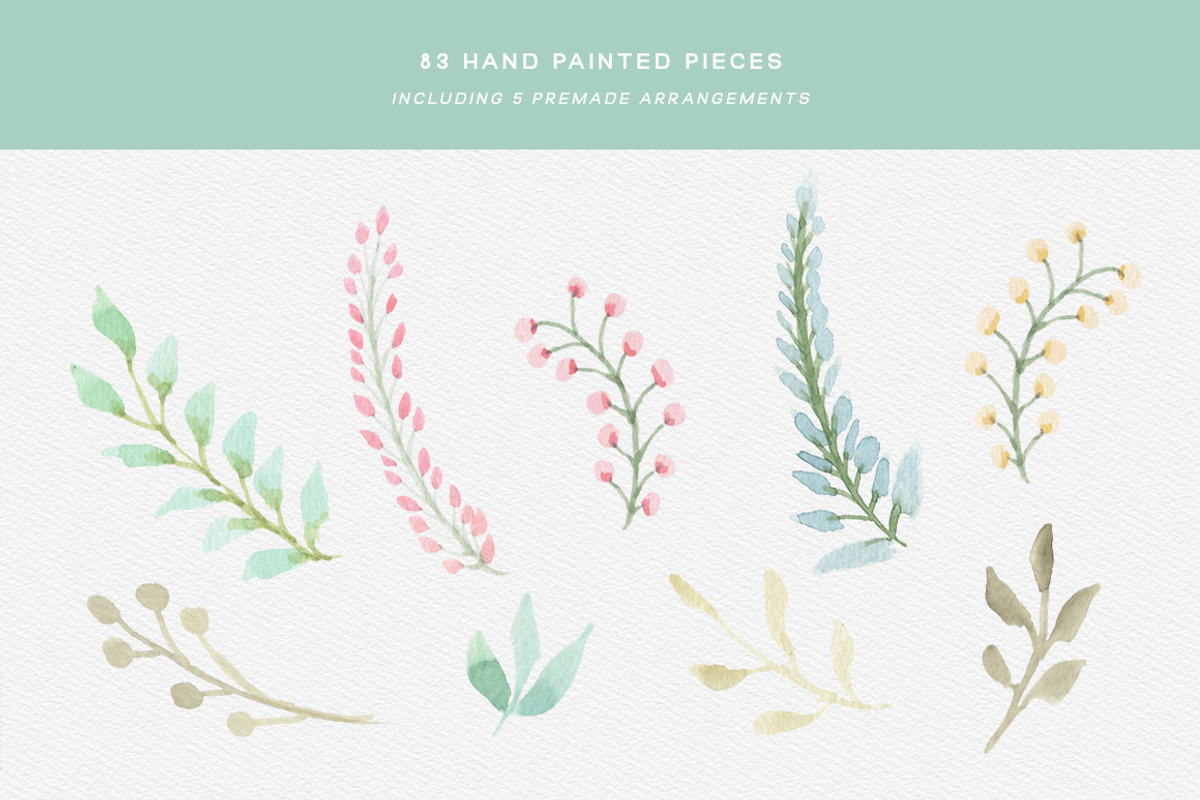 Spring Watercolor Clipart Set, an Illustration by Creativeqube Design